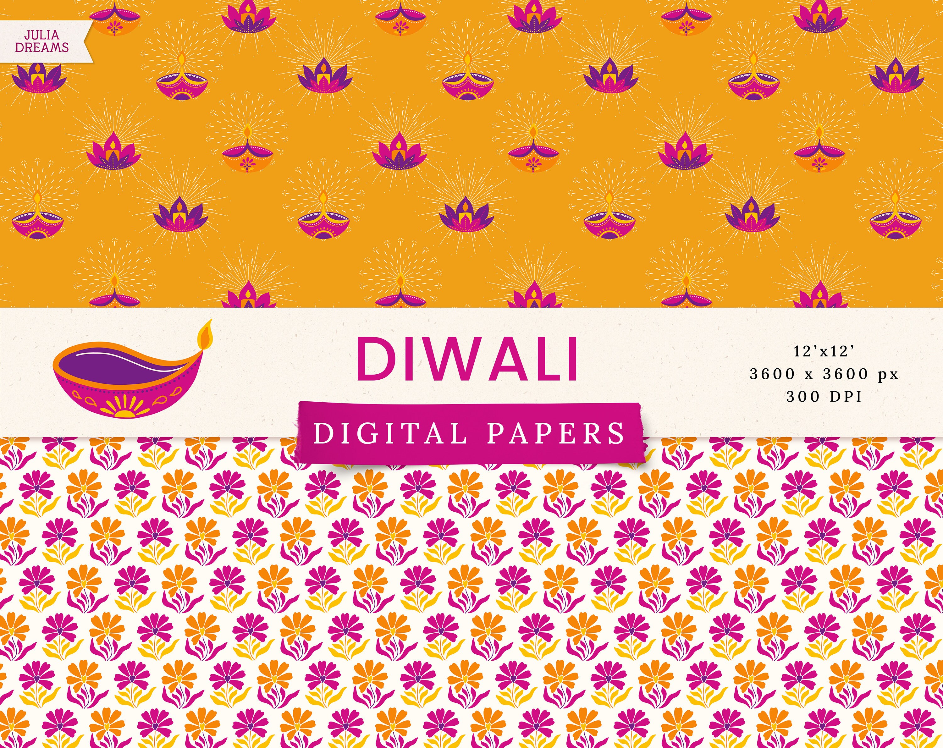 Diwali Digital Papers Commercial Use Scrapbook Paper - Etsy