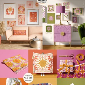 Groovy Posters Patterns Bundle - Boho 70s Logo Digital Clipart ...