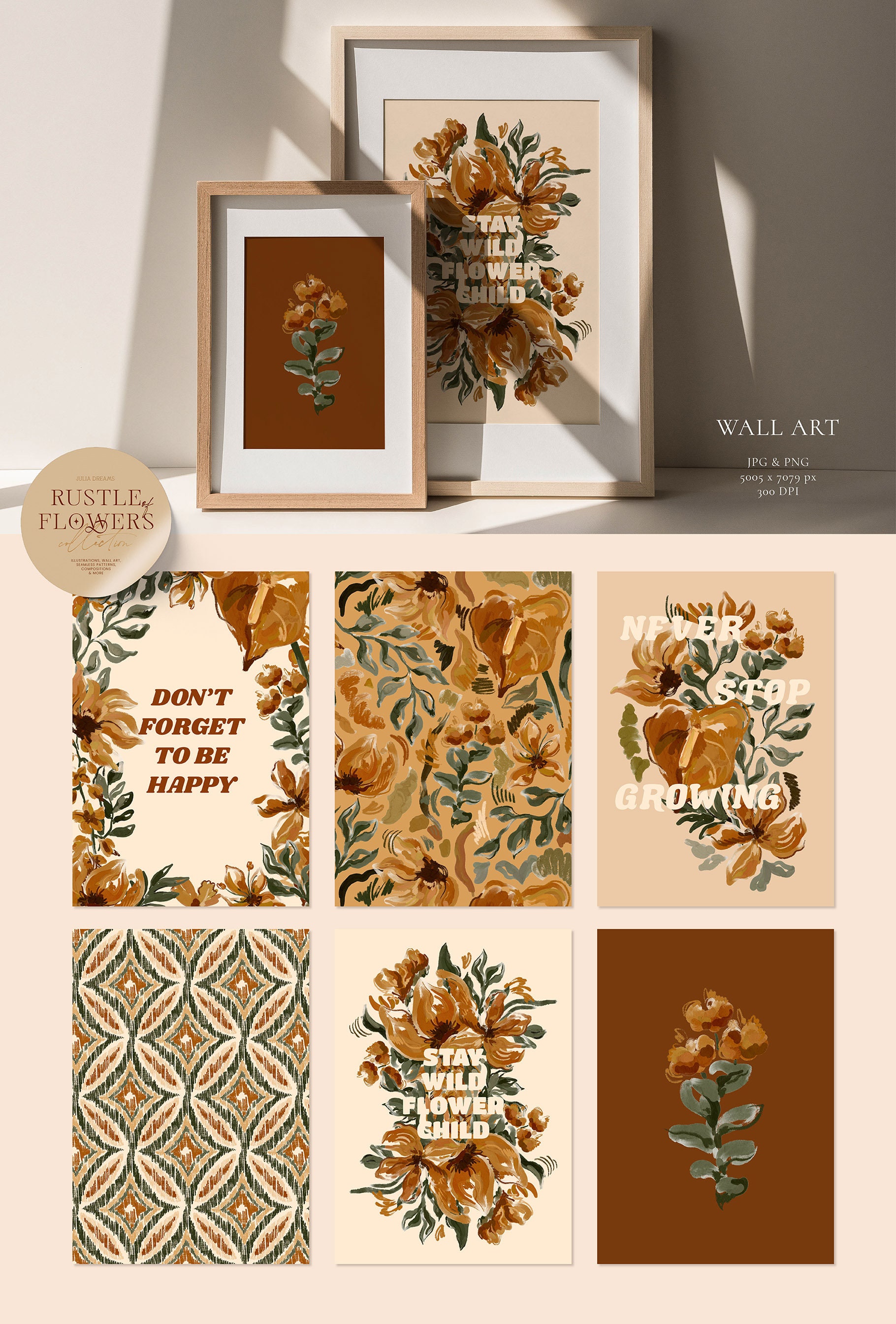 Rustle of Flowers Gouache Digital Clipart Individual PNG - Etsy