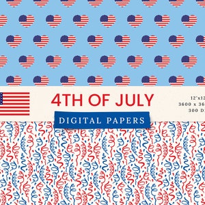4th of July Digital Papers - Commercial Use - Scrapbook Paper ...