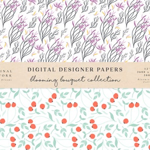 Blooming Bouquet Digital Paper Set - Scrapbook Paper - Seamless ...