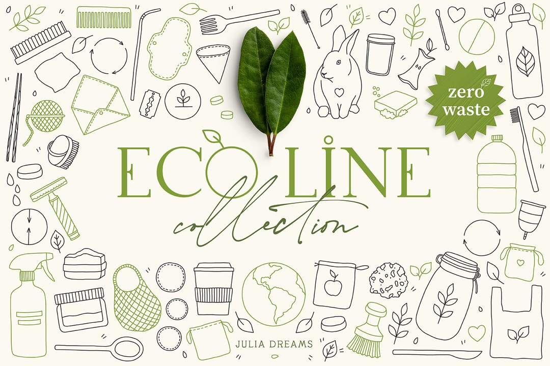 Eco Line Zero Waste - Digital Clipart Collection - Line Art PNG ...