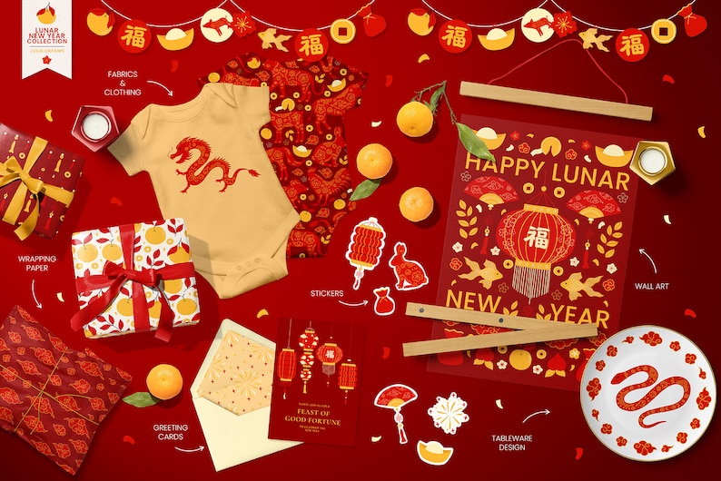 Lunar New Year Chinese Clipart Svg Bundle Download Digital - Etsy