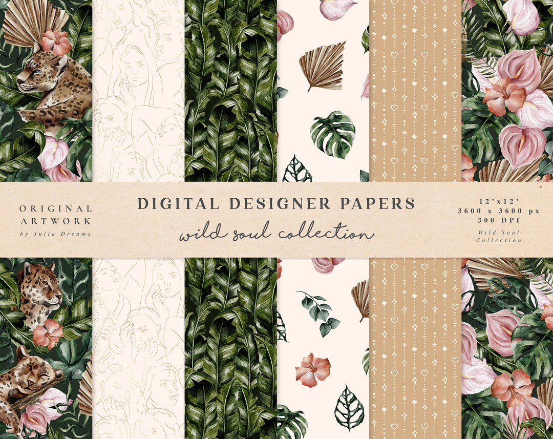 Wild Soul Digital Paper - Scrapbook Paper - Seamless Patterns - Digital ...