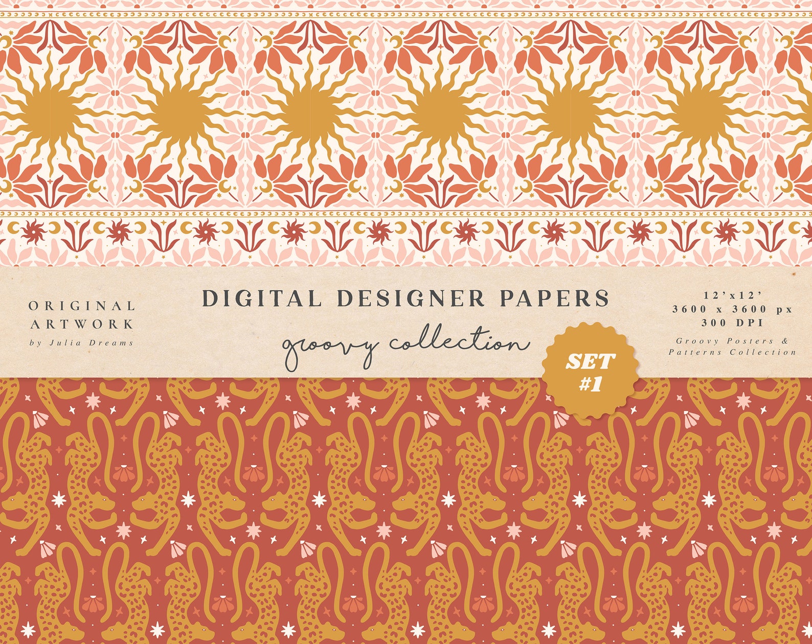 Boho Sun Digital Papers Commercial Use Scrapbook Paper - Etsy