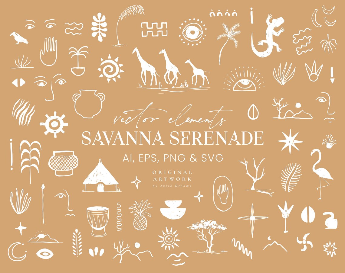 Savanna Serenade Vector Clipart - Safari SVG - Outdoors Adventure PNG ...