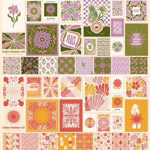 Groovy Posters Patterns Bundle - Boho 70s Logo Digital Clipart ...