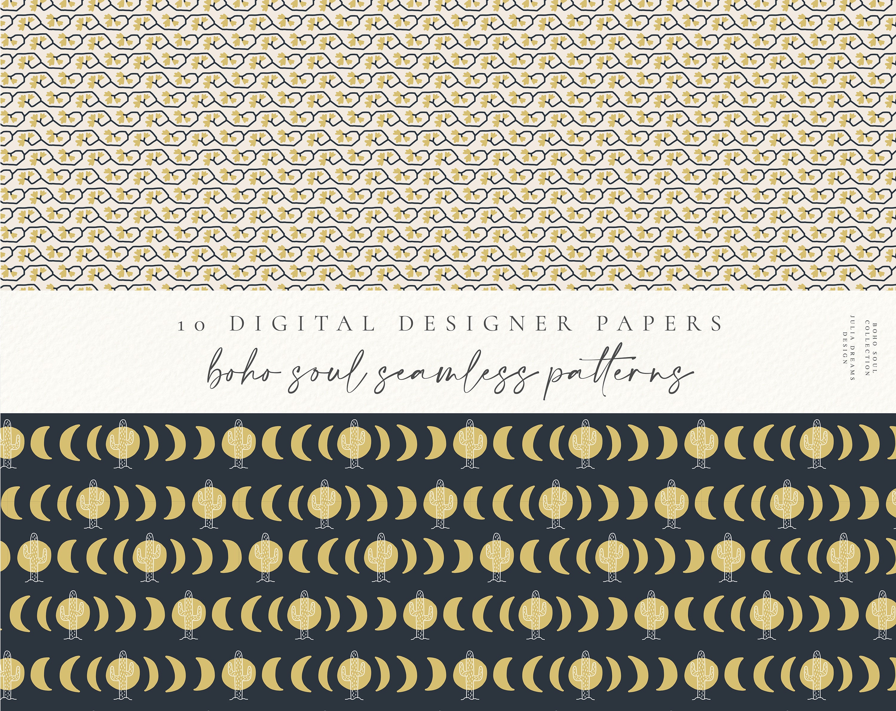 Boho Soul Digital Paper Set - Scrapbook Paper - Seamless Patterns ...