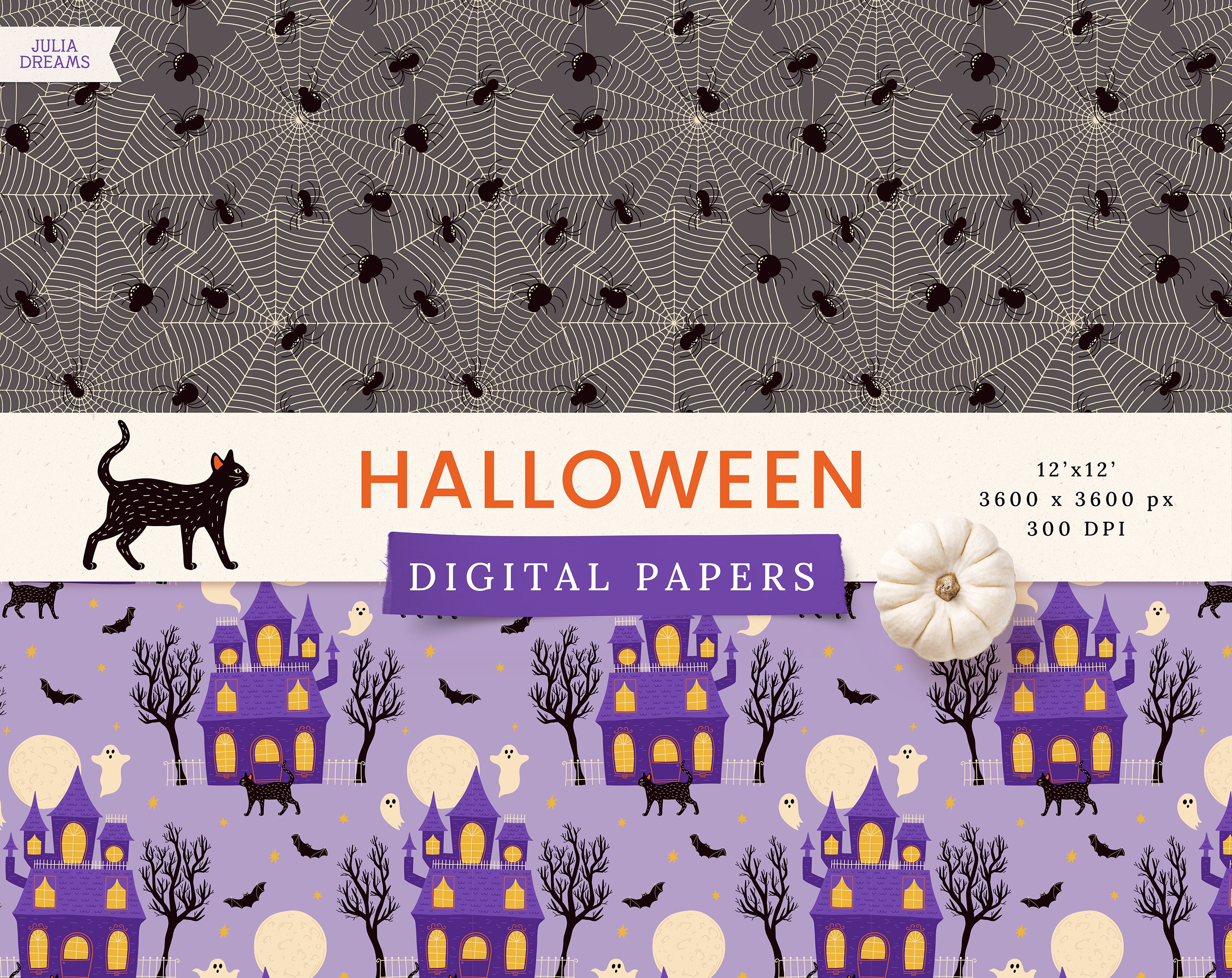 Halloween Digital Papers Commercial Use Scrapbook Paper - Etsy
