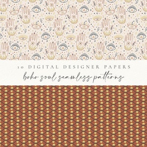 Boho Soul Digital Paper Set - Scrapbook Paper - Seamless Patterns ...