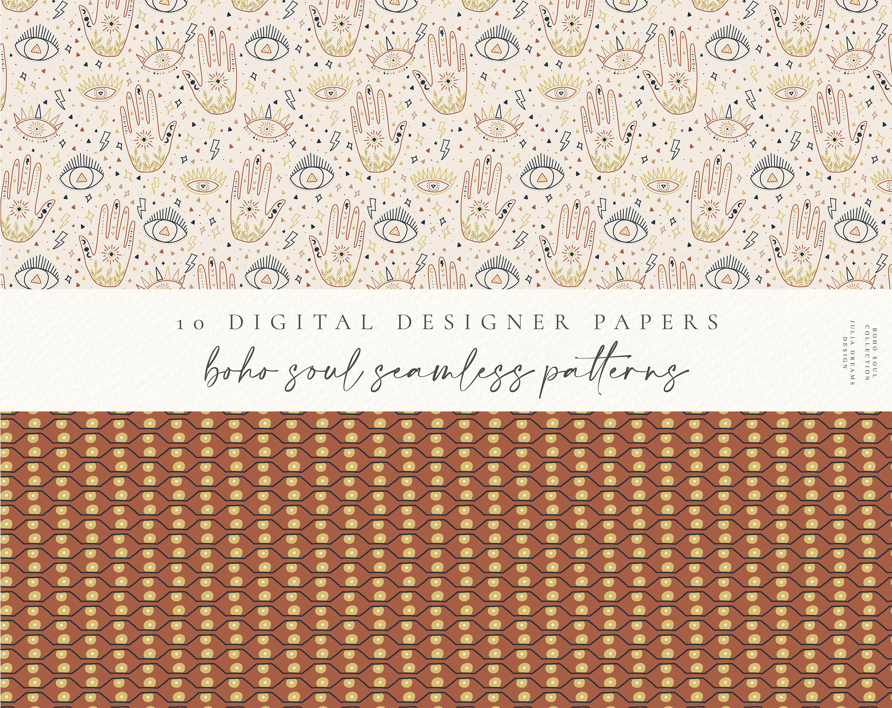 Boho Soul Digital Paper Set - Scrapbook Paper - Seamless Patterns ...
