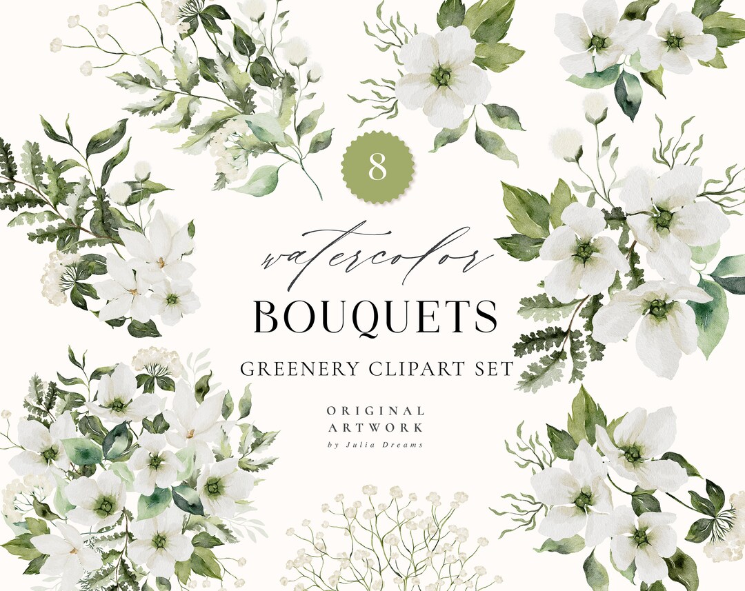 Greenery Floral Bouquet 1 - Floral Logo Clipart - Arrangements ...