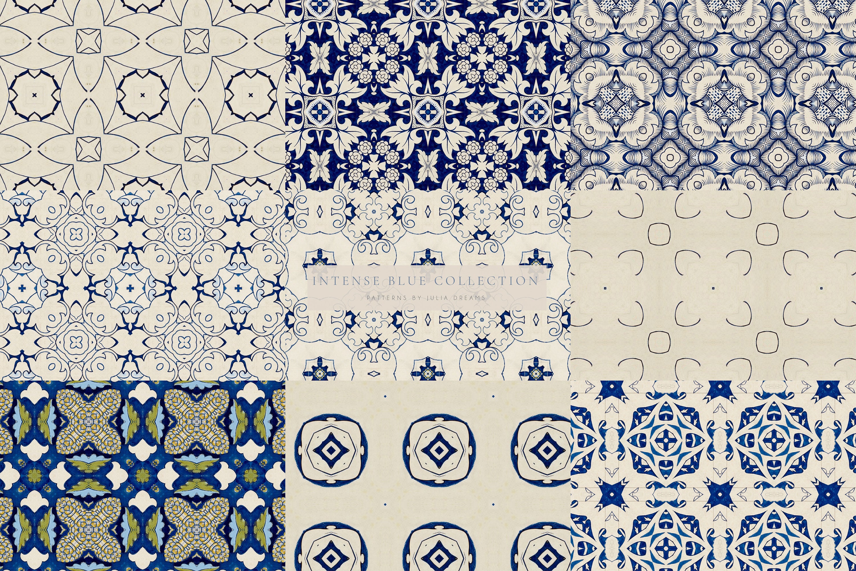 Intense Blue Digital Paper - Scrapbook Papers - Seamless Patterns ...