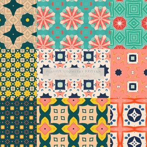 Playful Geometry Digital Paper - Scrapbook Papers - Seamless Patterns ...