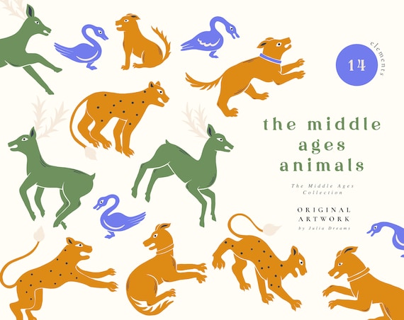 The Middle Ages Animals Digital Clipart Individual PNG Files - Etsy ...