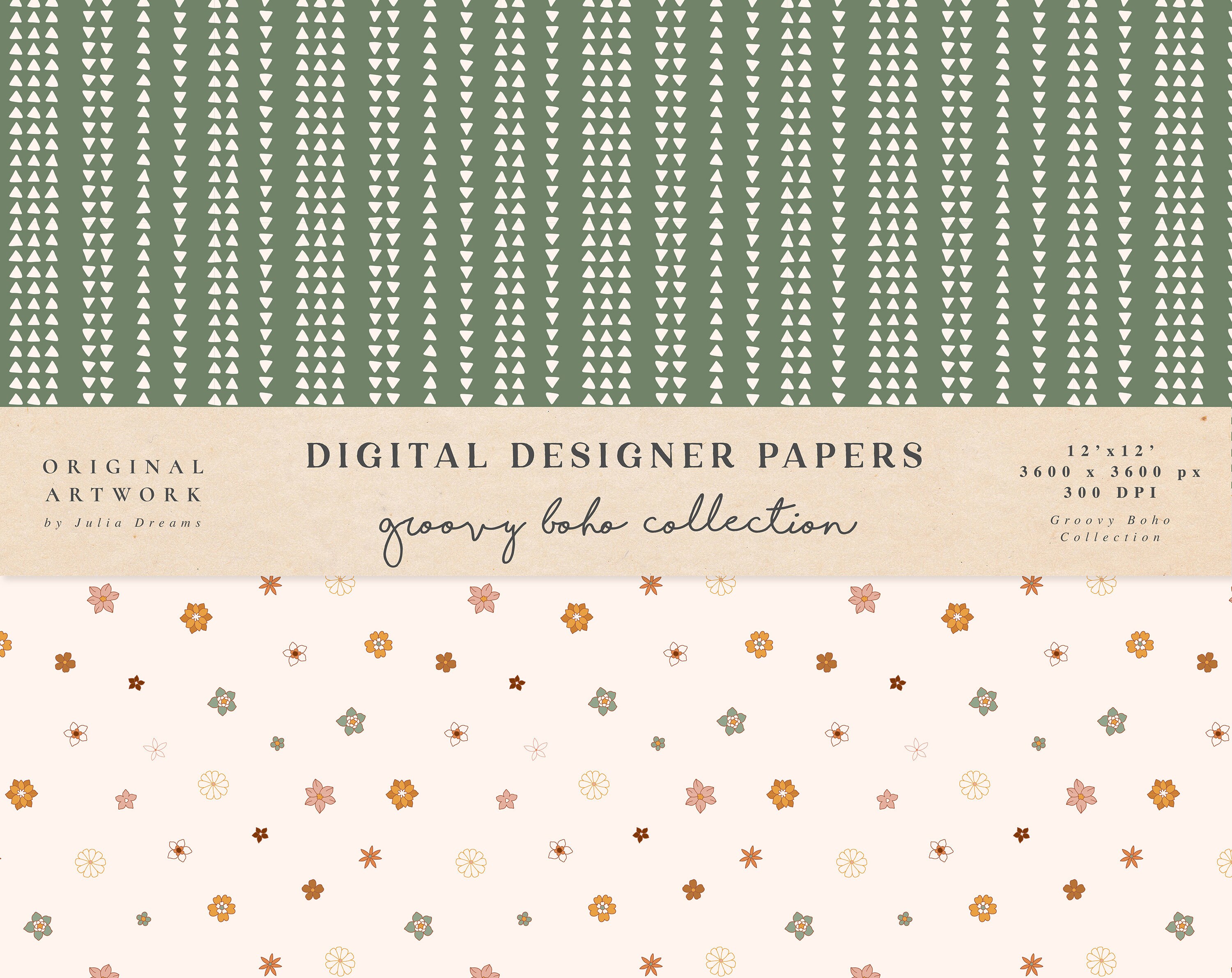 Groovy Boho Digital Papers Commercial Use Scrapbook Paper - Etsy