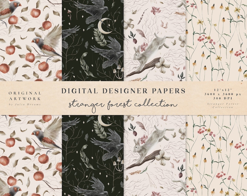 Stranger Forest Digital Paper Scrapbook Papers Seamless | Etsy