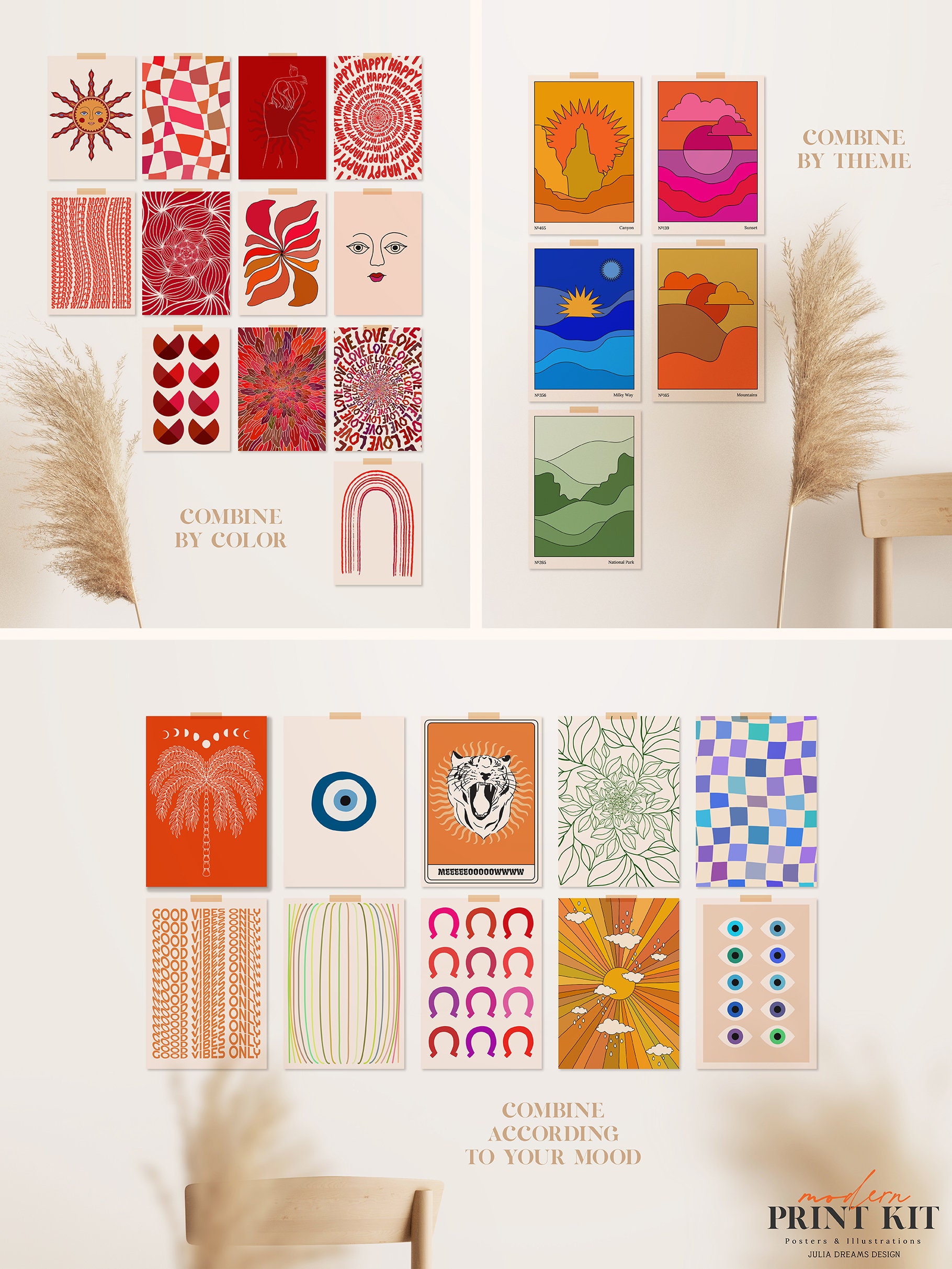 Modern Print Kit Posters Illustrations Printable Digital | Etsy