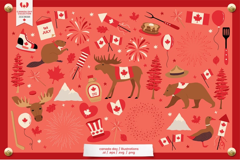 Canada Day Clipart Set - Cute 1 July First Download - Digital Papers ...