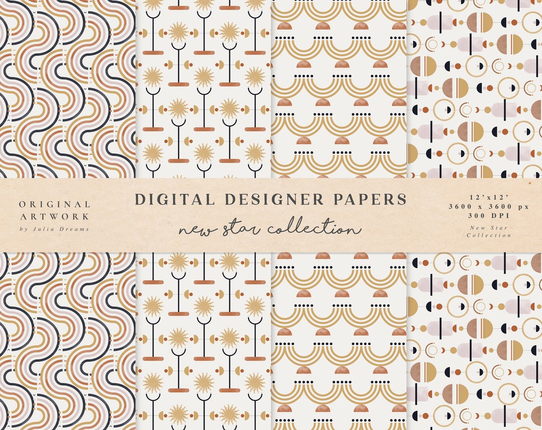 New Star Digital Paper - Modern Scrapbook Paper - Seamless Patterns ...