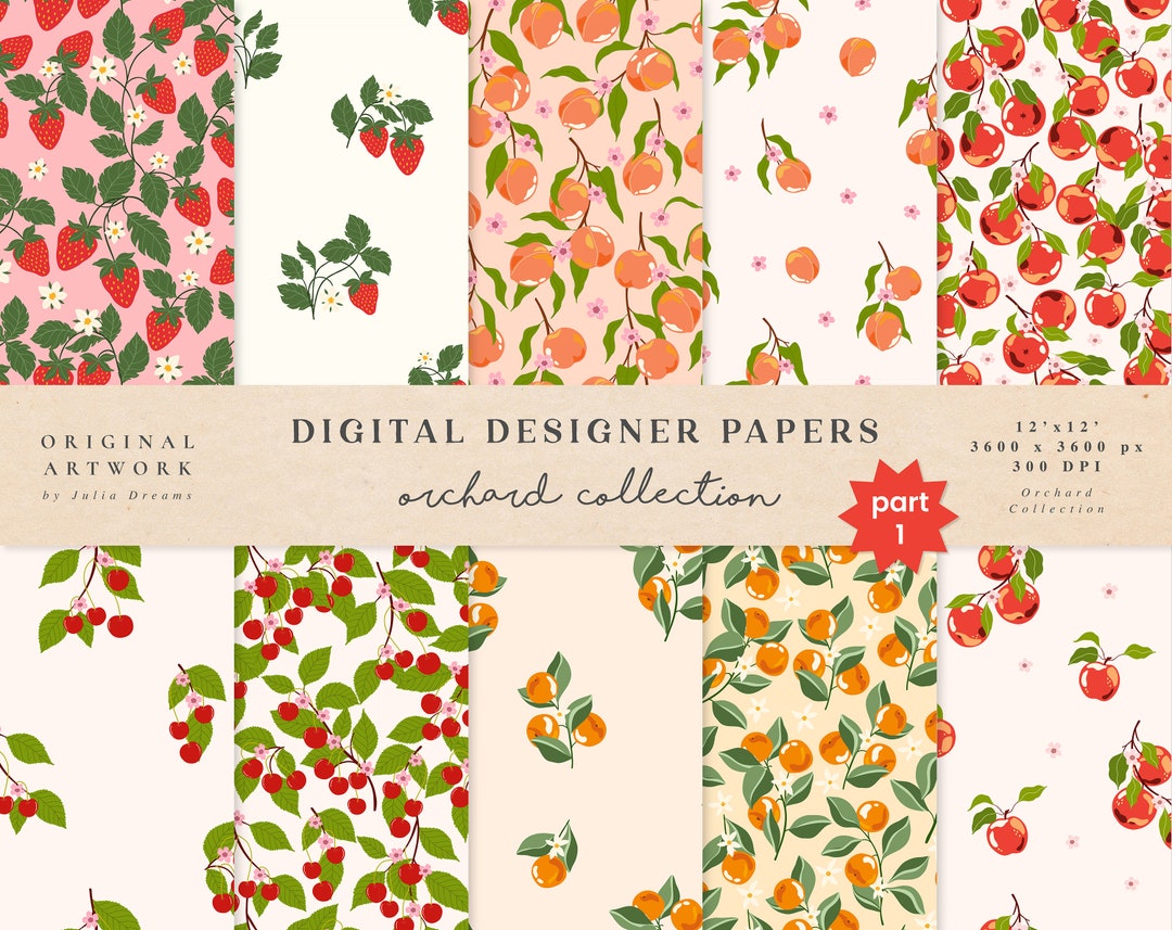 Orchard Digital Papers Part 1 - Commercial Use - Scrapbook Paper ...