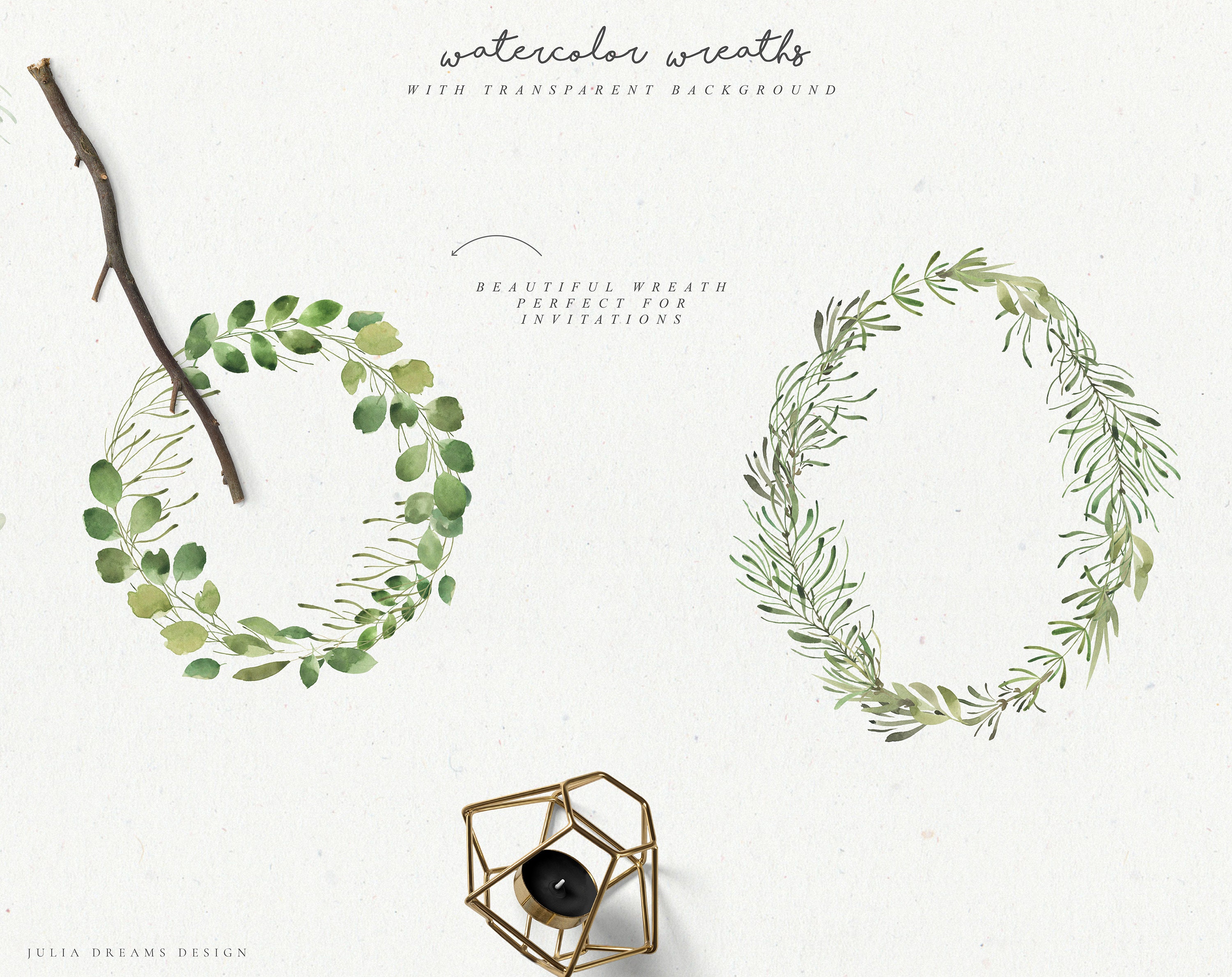 Watercolor Greenery Floral Wreaths Set Digital Clipart - Etsy