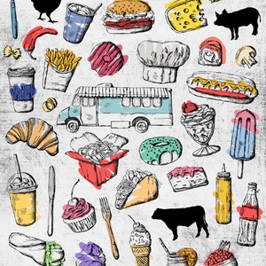 Food Truck Digital Clipart Collection - Individual PNG Files Logo ...