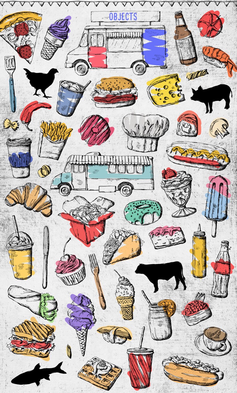 Food Truck Digital Clipart Collection Individual PNG Files - Etsy