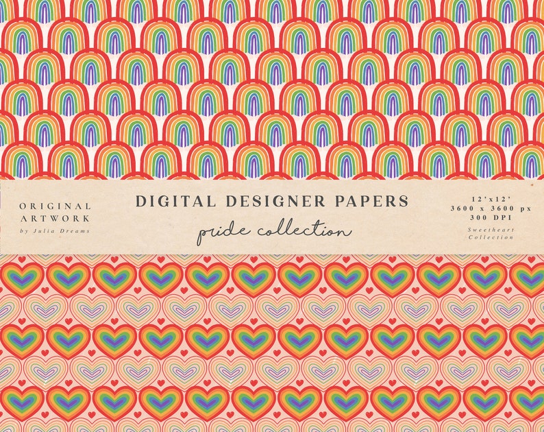 Pride Digital Papers Rainbow Patterns Pride Month LGBT - Etsy