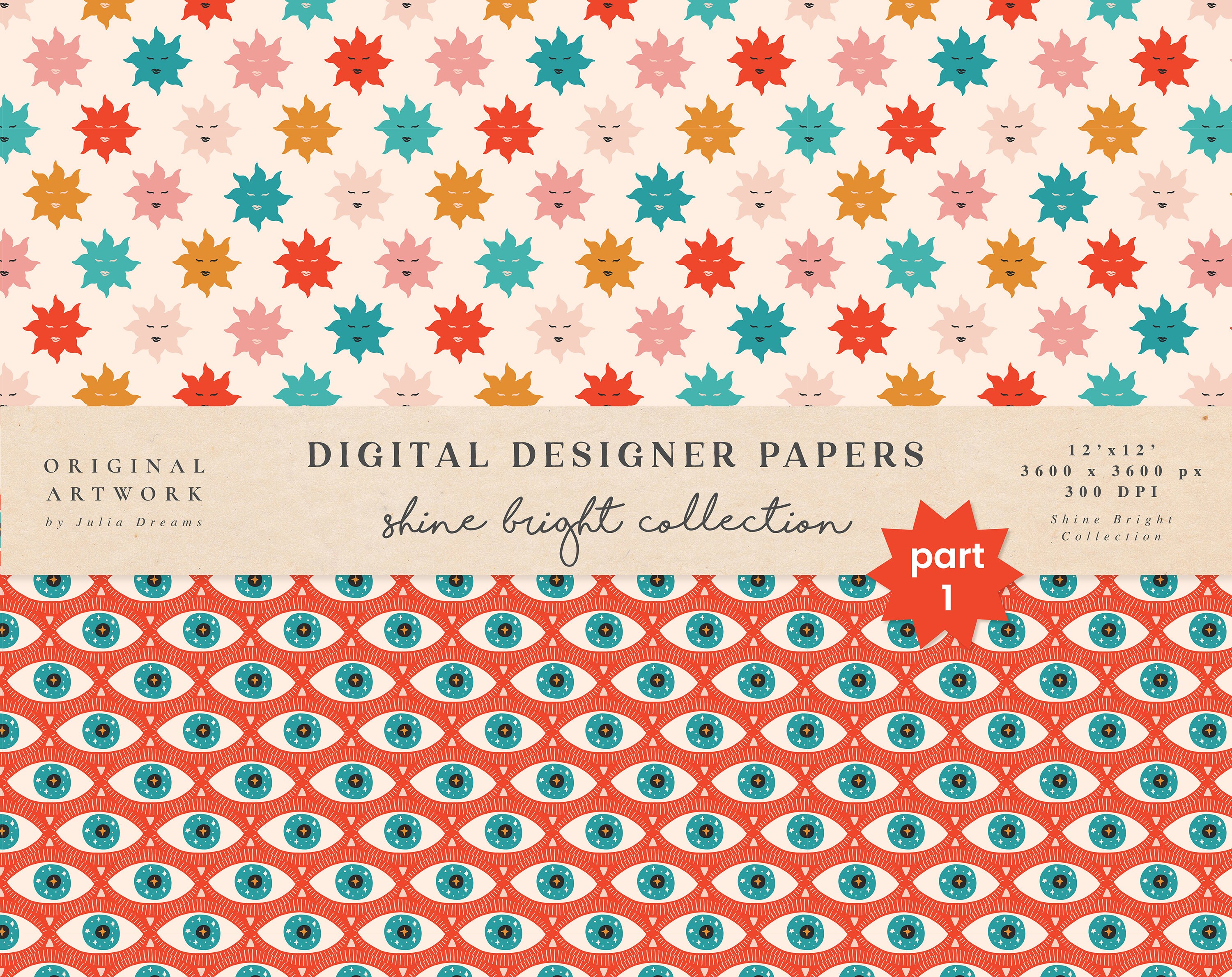 Shine Bright Digital Paper Set Sun Scrapbook Paper - Etsy