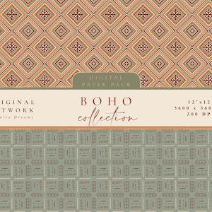 Boho Digital Paper - Scrapbook Paper - Seamless Patterns - Digital ...