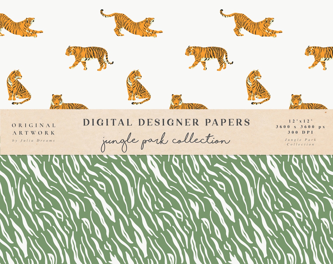 Jungle Digital Paper Scrapbook Paper Seamless Patterns - Etsy