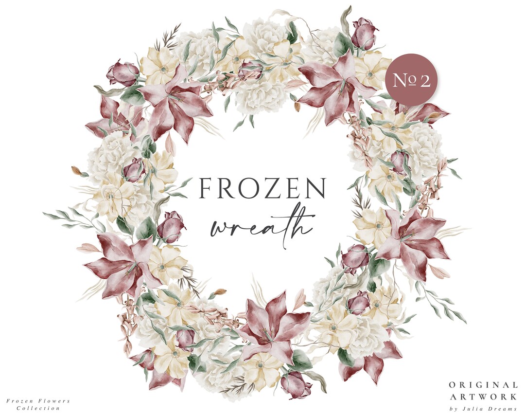Frozen Wreath #2 - Watercolor Flowers Clipart - Individual PNG ...