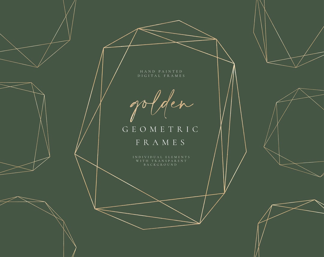 Gold Frames Clipart - Geometric Frames PNG - Golden Frame - Digital Png ...