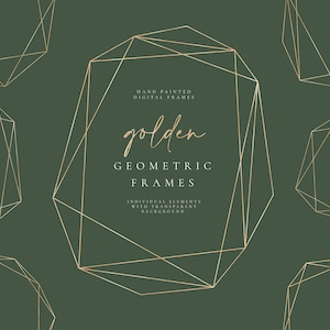 Gold Frames Clipart - Geometric Frames PNG - Golden Frame - Digital Png ...