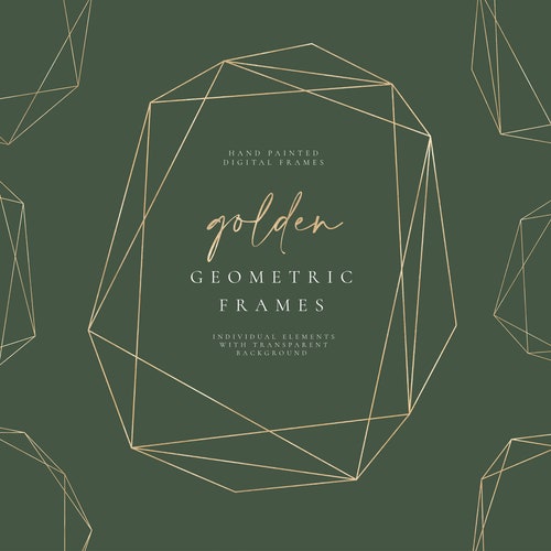 Gold Polygonal Frames Clipart Geometric Gold Frame Clip Art - Etsy