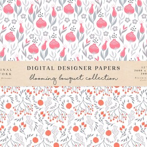 Blooming Bouquet Digital Paper Set - Scrapbook Paper - Seamless ...