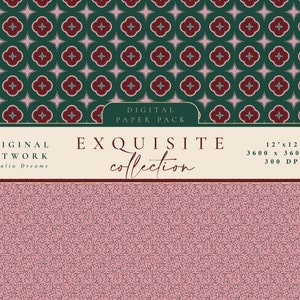 Exquisite Digital Paper - Scrapbook Paper - Seamless Patterns - Digital ...