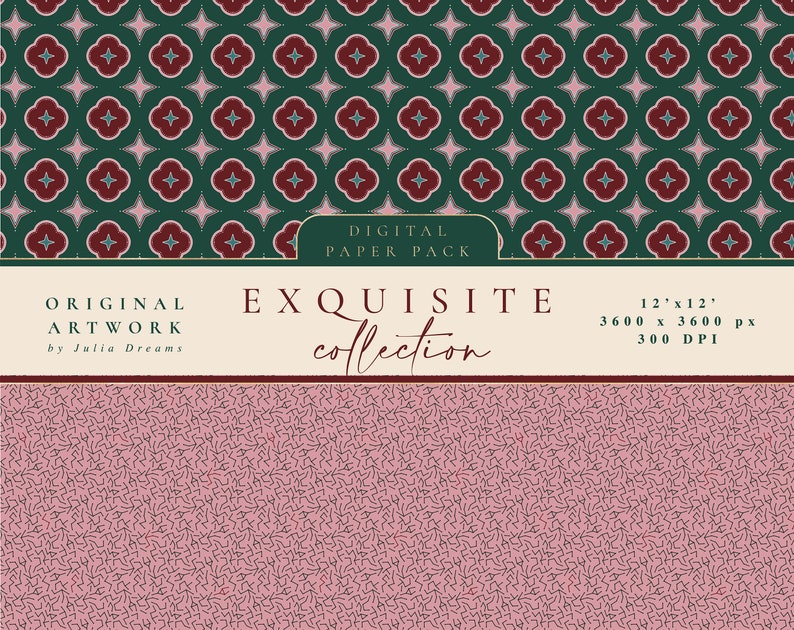 Exquisite Digital Paper - Scrapbook Paper - Seamless Patterns - Digital ...