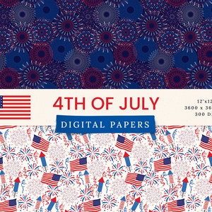 4th of July Digital Papers - Commercial Use - Scrapbook Paper ...