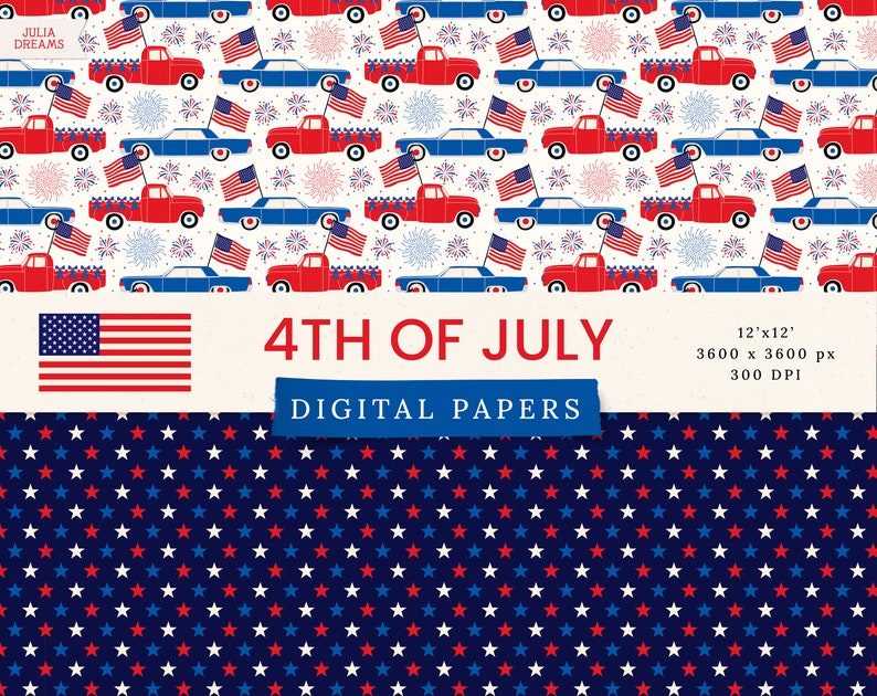 4th of July Digital Papers - Commercial Use - Scrapbook Paper ...