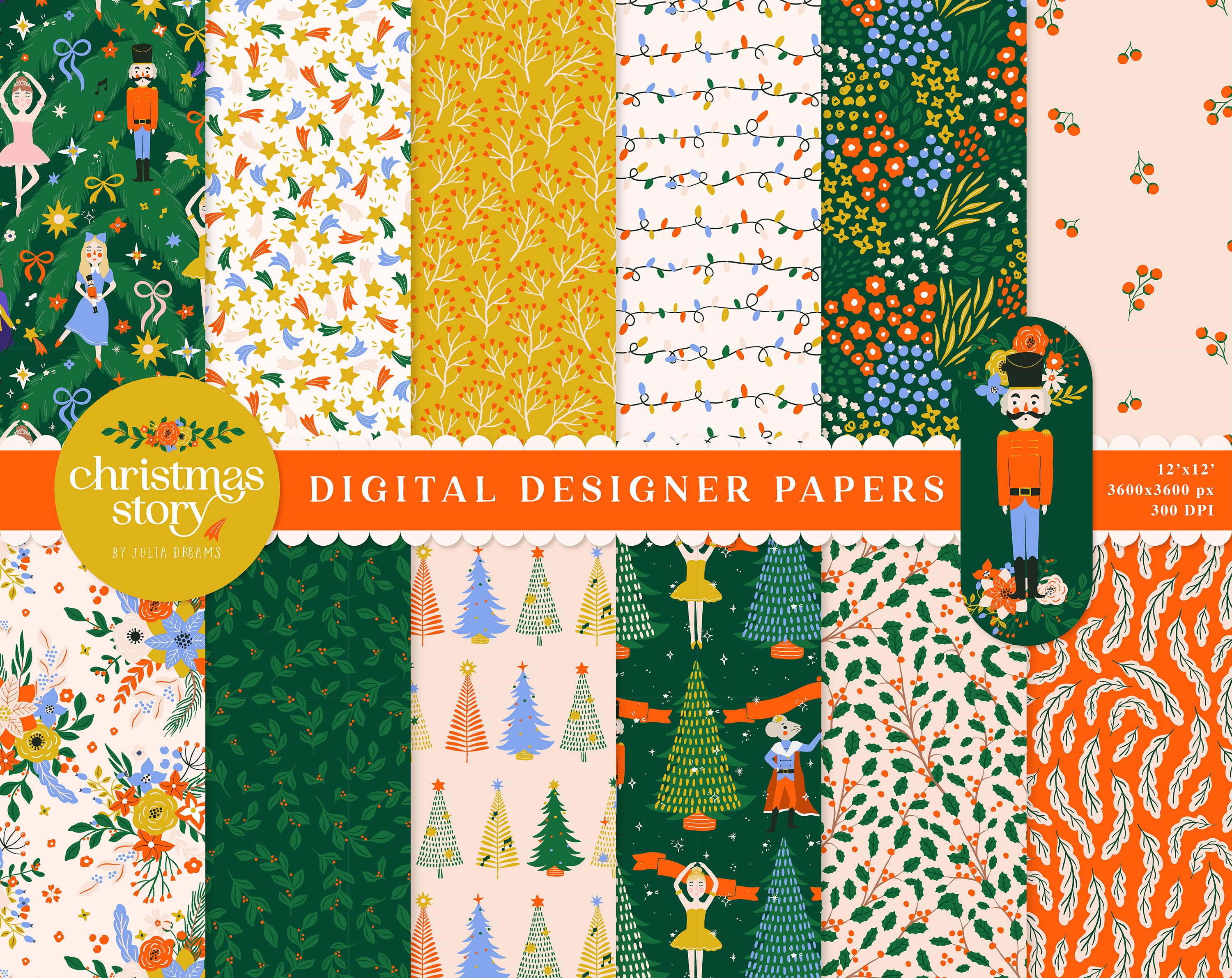 Christmas Story Digital Paper Set 1 - Nutcracker Scrapbook Paper ...