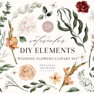Wedding Watercolor Digital Clipart - Individual PNG Files - Wedding ...