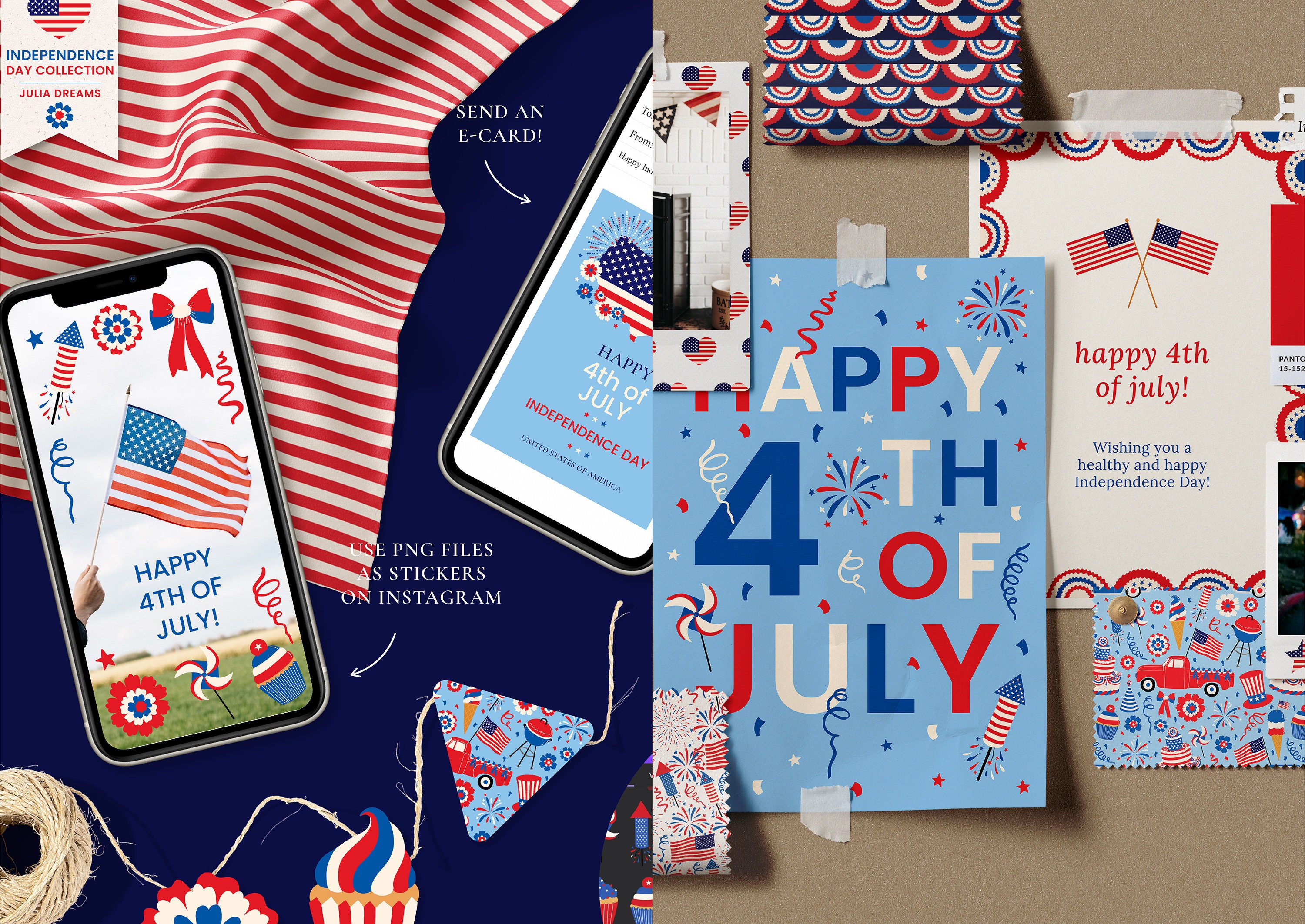 4th of July Clipart Svg Bundle Independence Day Clipart - Etsy