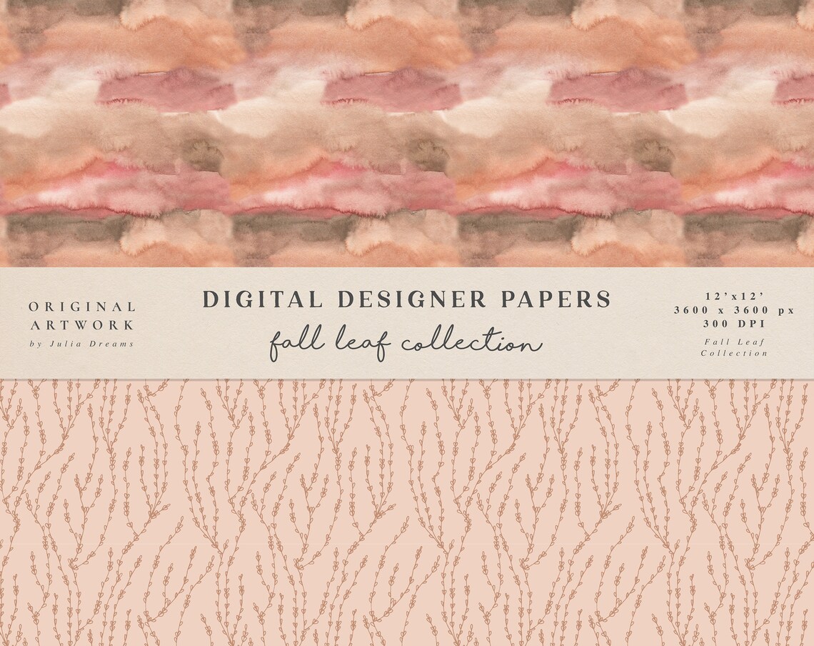 Fall Leaf Digital Paper Scrapbook Papers Seamless Patterns | Etsy