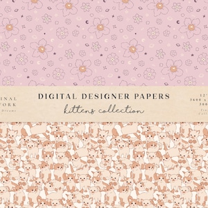 Cute Kittens Digital Papers - Commercial Use - Scrapbook Paper ...