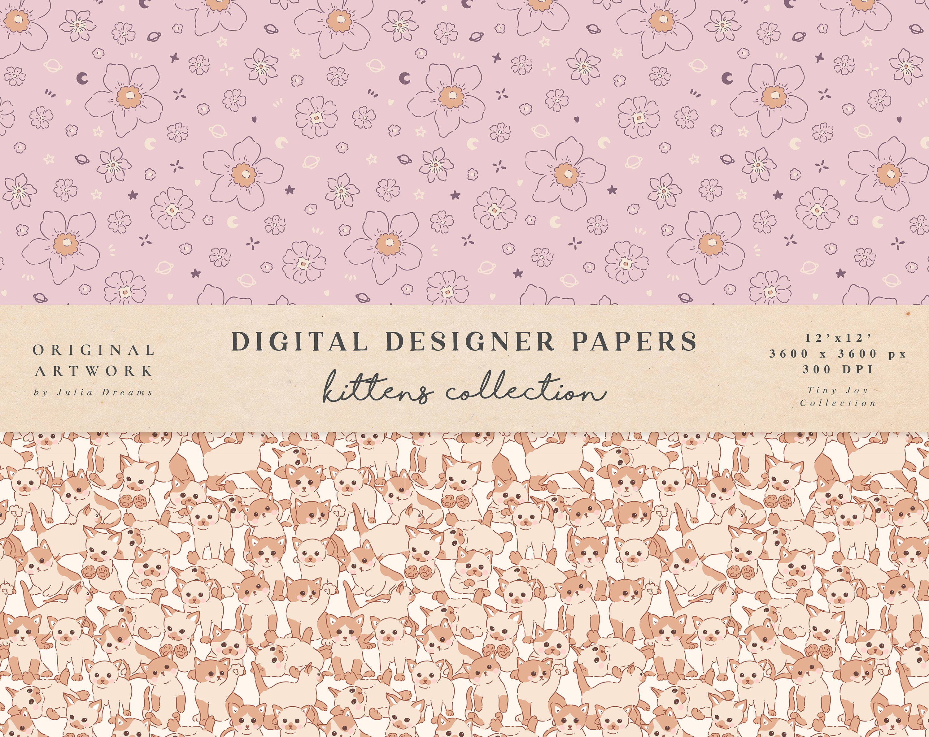 Cute Kittens Digital Papers - Commercial Use - Scrapbook Paper ...
