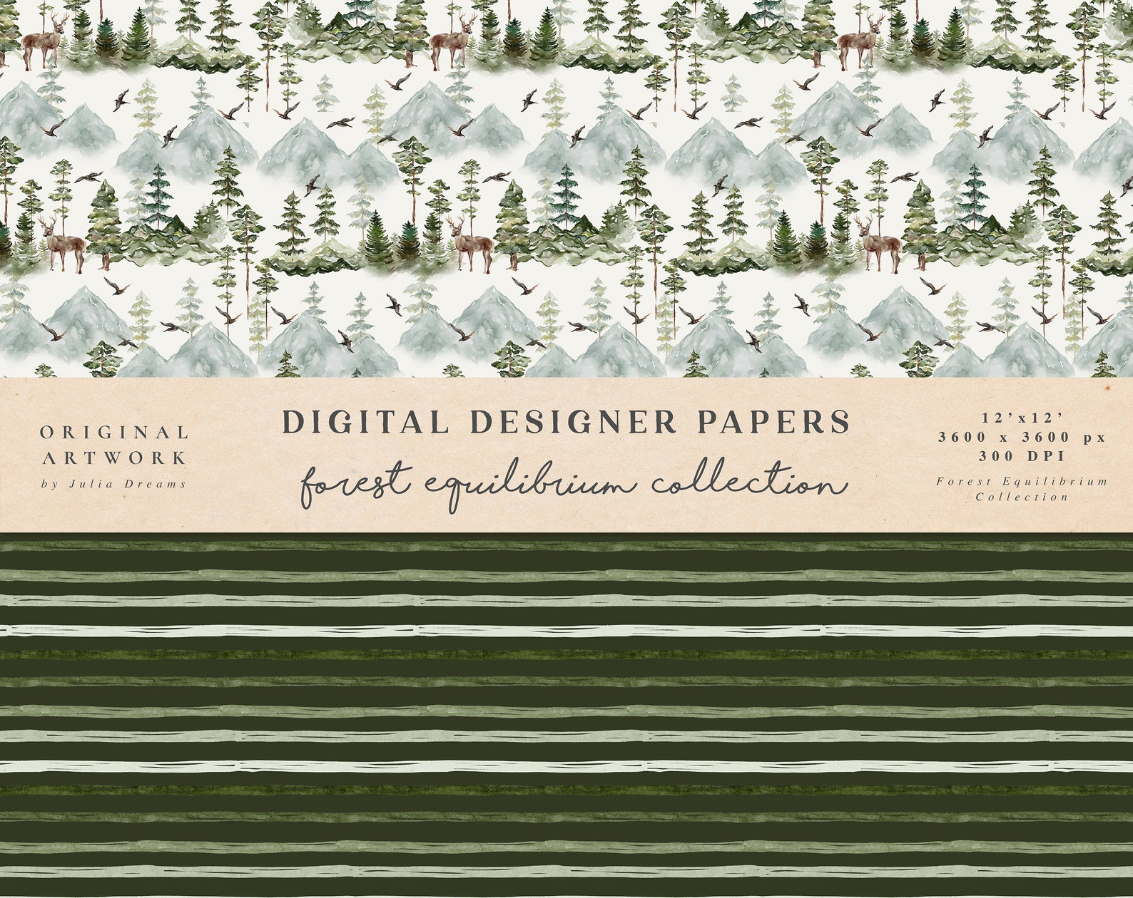 Watercolor Forest Digital Paper Scrapbook Papers Seamless - Etsy