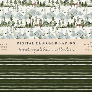 Watercolor Forest Digital Paper - Scrapbook Papers - Seamless Patterns ...