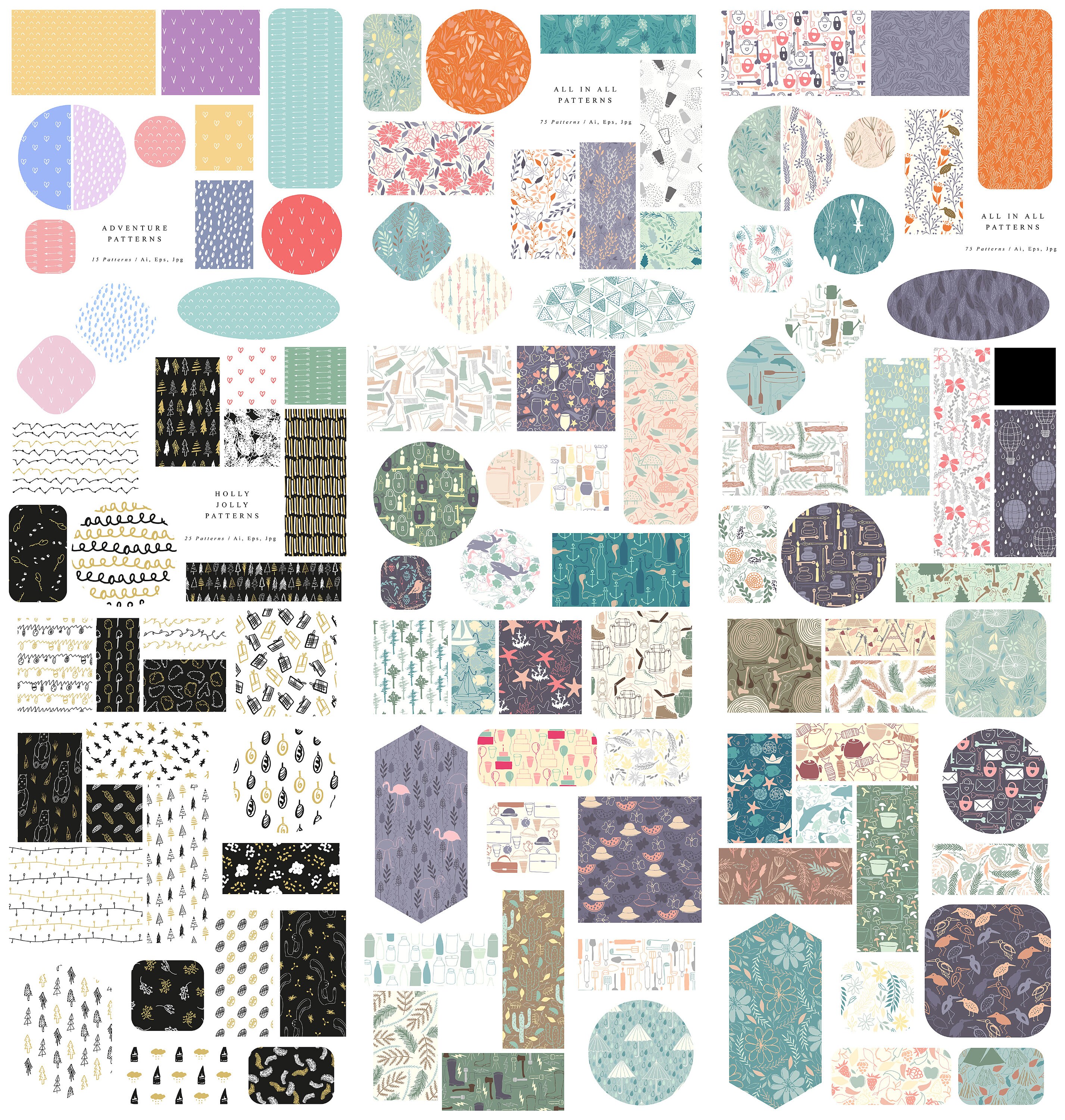 Digital Paper Bundle - Seamless Patterns - Printable Scrapbook ...